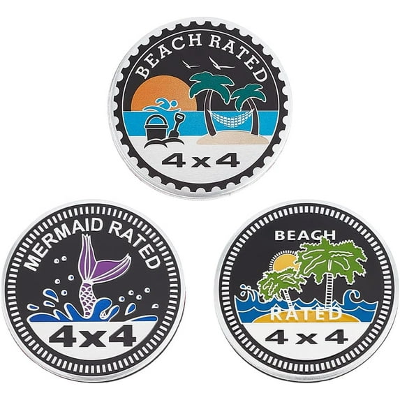 3pcs Car Decals Automotive Self-Adhesive Stickers Round Beach Style Car ...