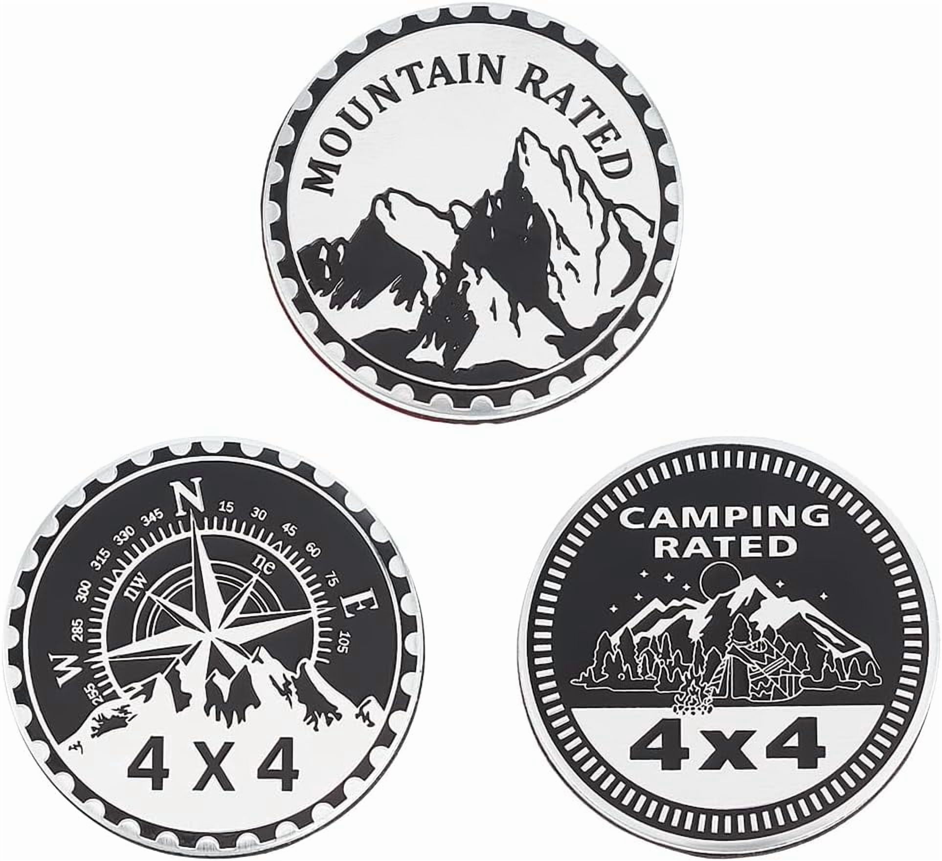3pcs Car Emblem Aluminum Self-Adhesive Car Decal 3D Mountain Compass ...