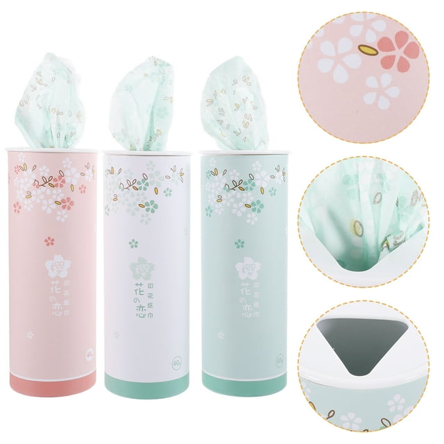 3pcs Car Tissues Cylinder Travel Facial Tissues Car Facial Wipes Car ...