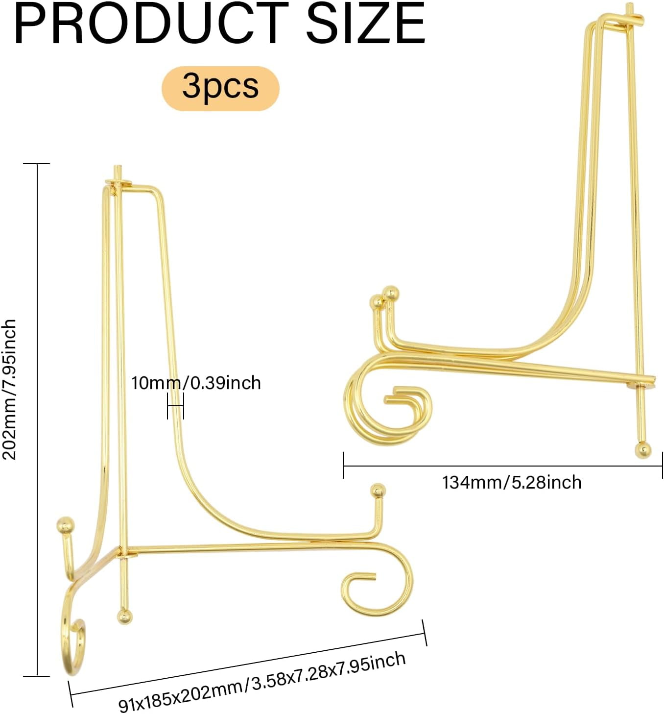 3pcs Carbon Steel Display Stands Golden 20.2x13.4x1cm - Walmart.com