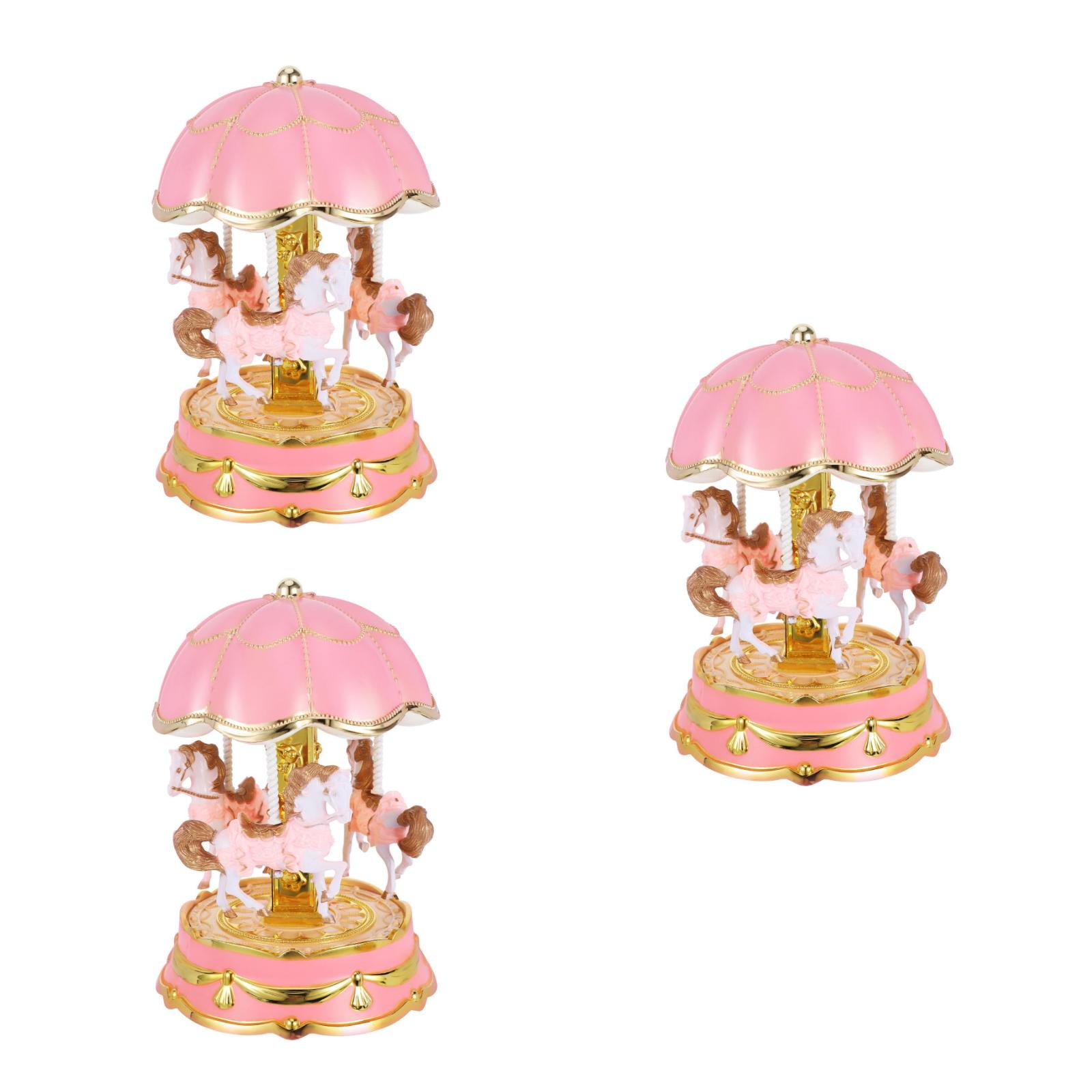 3pcs Carousel Music Box Vintage Light Up Rotating Horse Musical Box ...
