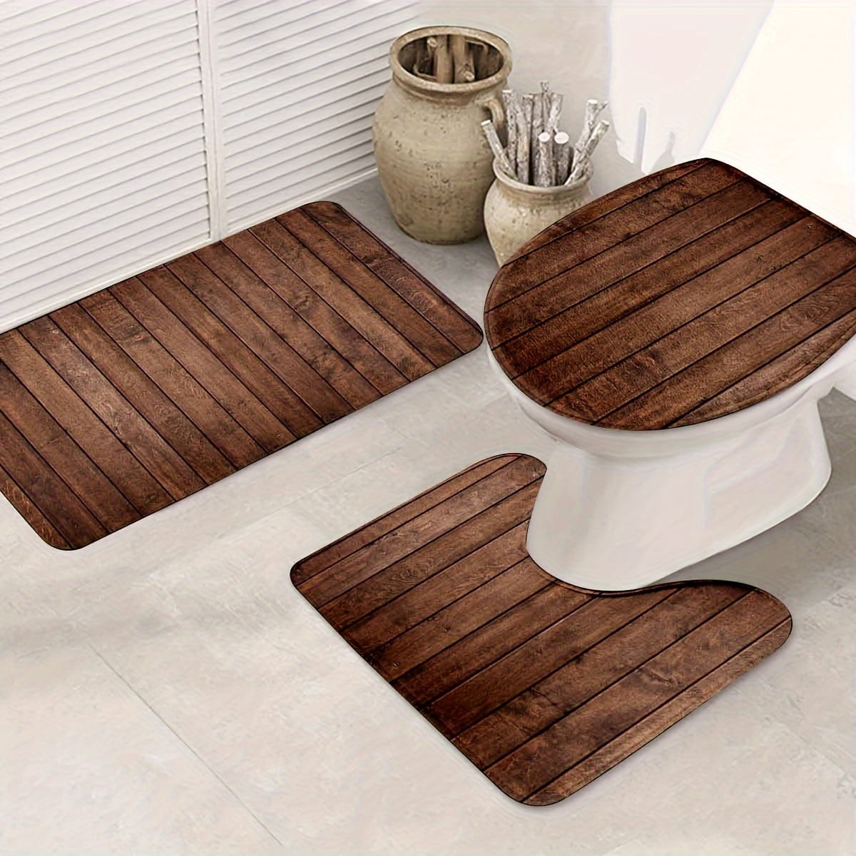 3pcs Carpet Set for The Bathroom, Including a U-Shaped Toilet Mat ...