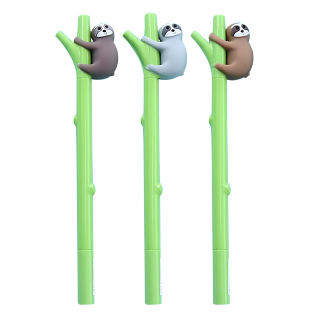 3pcs Cartoon 3D Sloth Pen Refillable Smooth Writing Gel Pen for Class ...