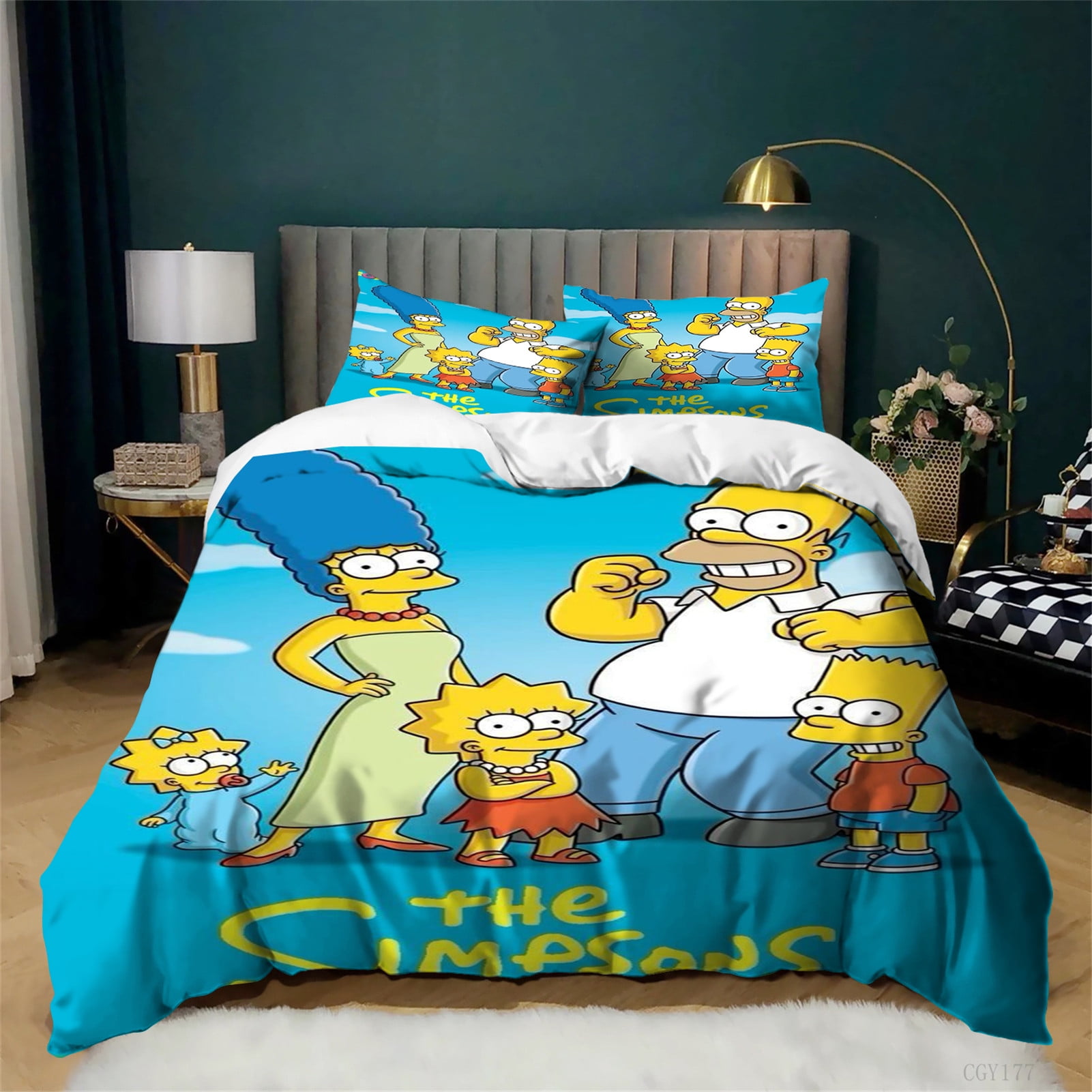 3pcs Cartoon The Simpsons Bedding Set All Season Soft Comfortable Quilt Cover Light-Weight Duvet ...