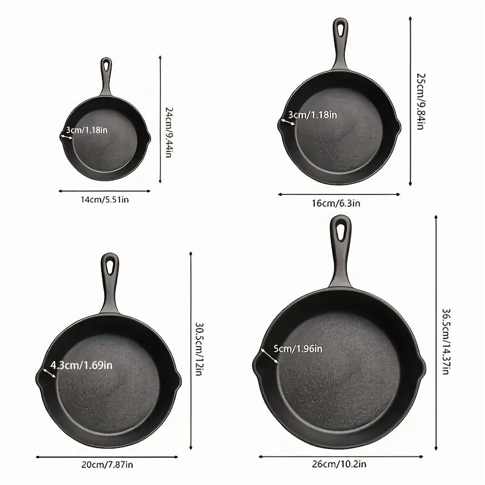 FANRUINA 3pcs Cast Iron Skillet Set Suitable For Steak Pizza Camping ...