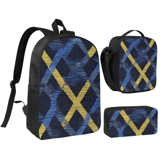 3pcs Casual Daypack 17 Inch Backpack Set Bookbag+Pencil Case+Lunch Bag ...