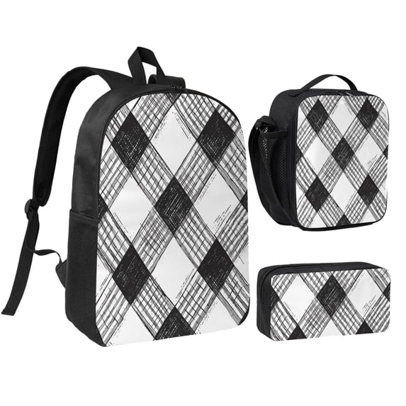 3pcs Casual Daypack 17 Inch Backpack Set Bookbag+Pencil Case+Lunch Bag ...