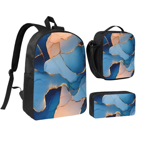 3pcs Casual Daypack 17 Inch Backpack Set Bookbag+Pencil Case+Lunch Bag ...