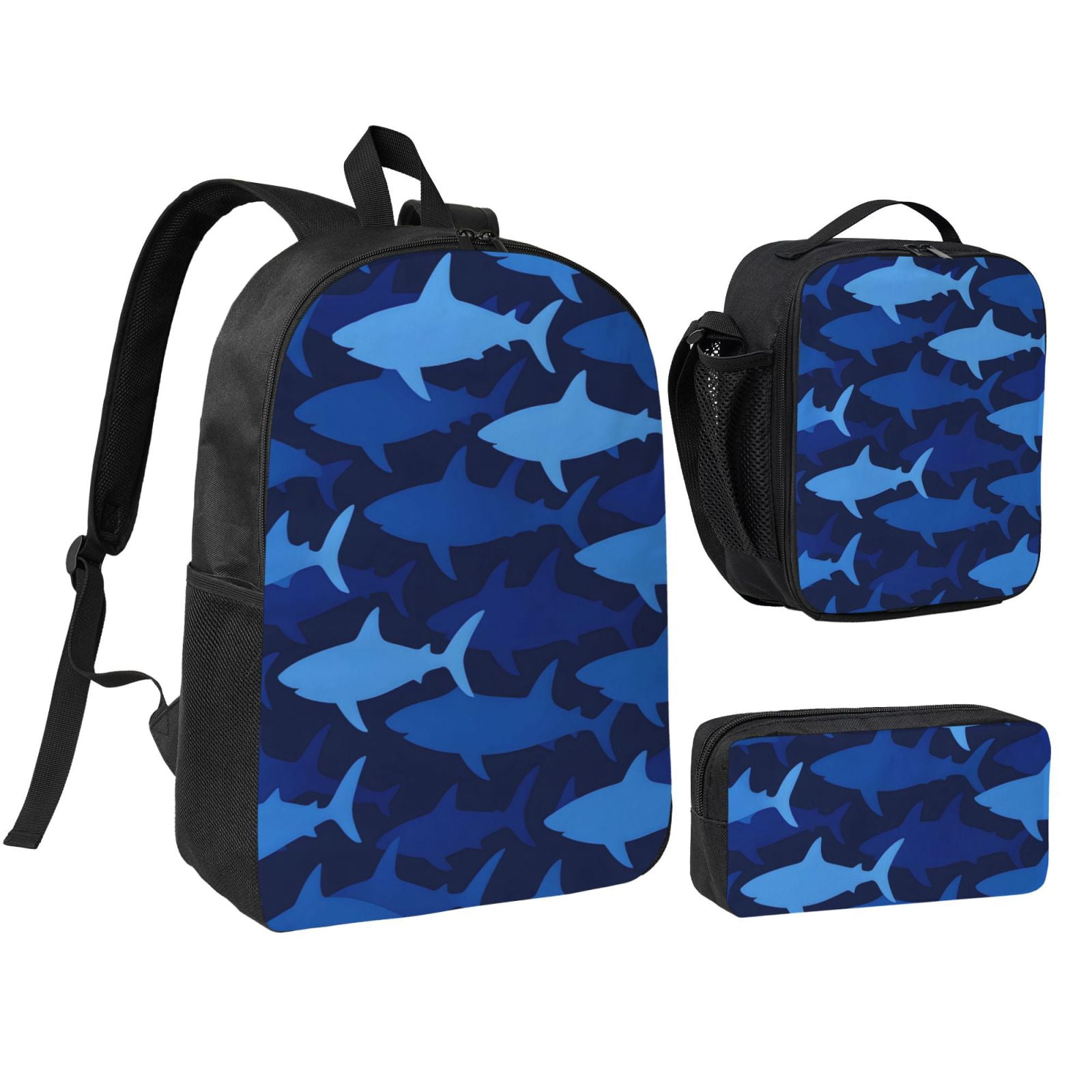 3pcs Casual Daypack 17 Inch Backpack Set Bookbag+Pencil Case+Lunch Bag ...