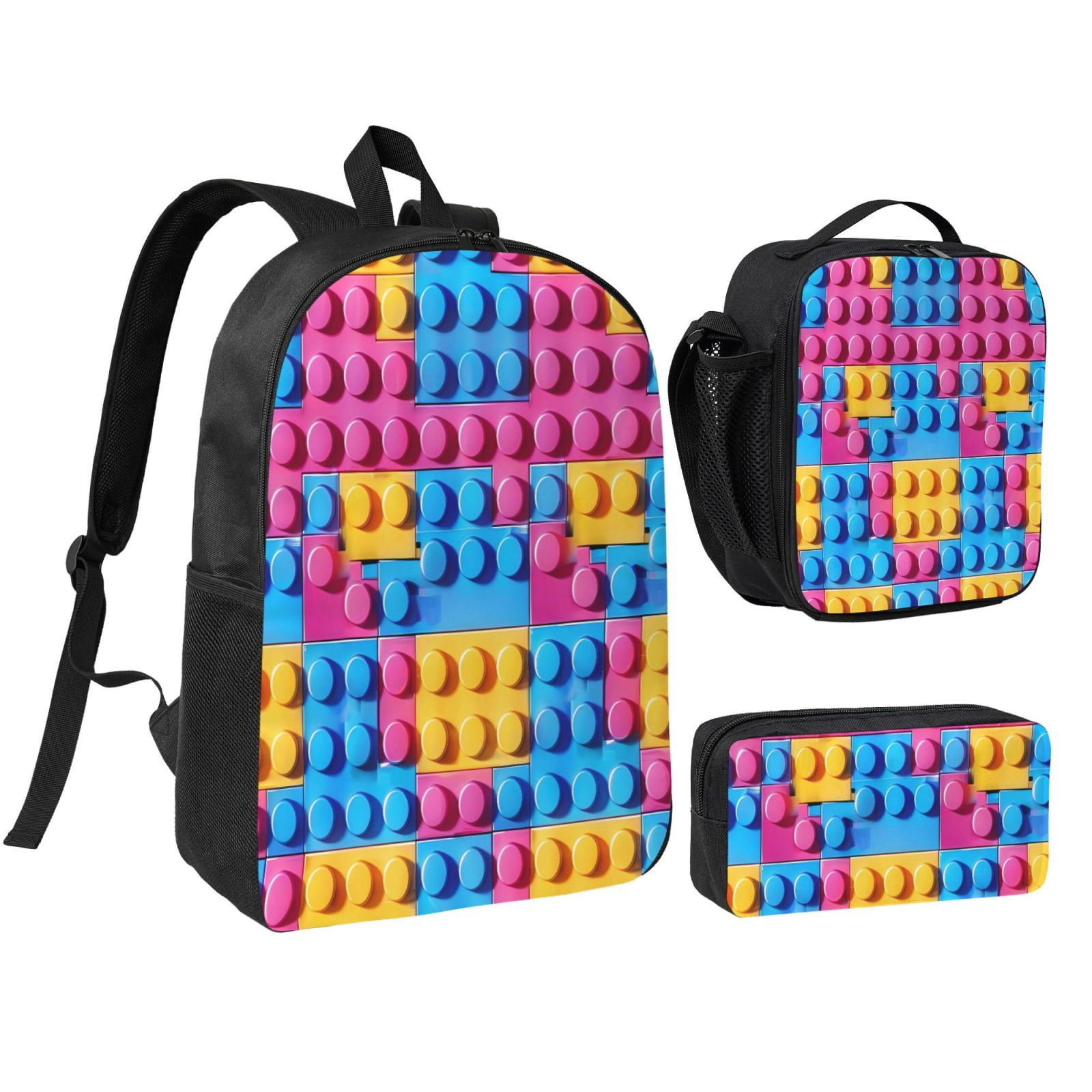 3pcs Casual Daypack 17 Inch Backpack Set Bookbag+Pencil Case+Lunch Bag ...