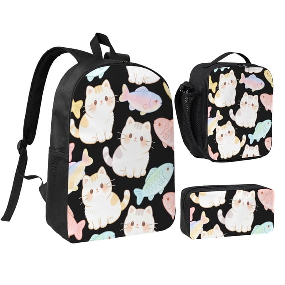 3pcs Casual Daypack 17 Inch Backpack Set Bookbag+Pencil Case+Lunch Bag ...