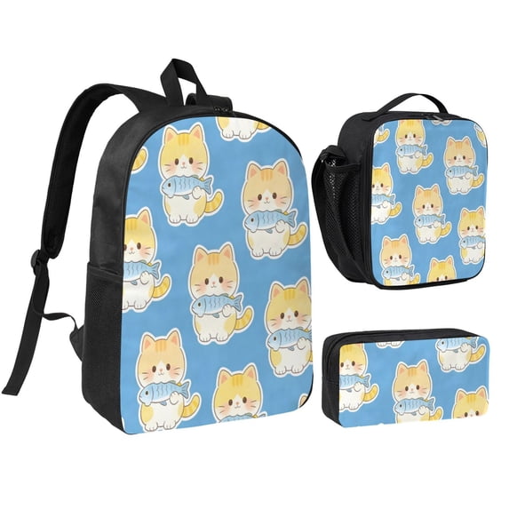 3pcs Casual Daypack 17 Inch Backpack Set Bookbag+Pencil Case+Lunch Bag ...