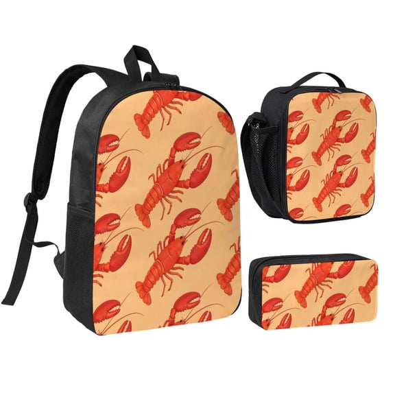 3pcs Casual Daypack 17 Inch Backpack Set Bookbag+Pencil Case+Lunch Bag ...