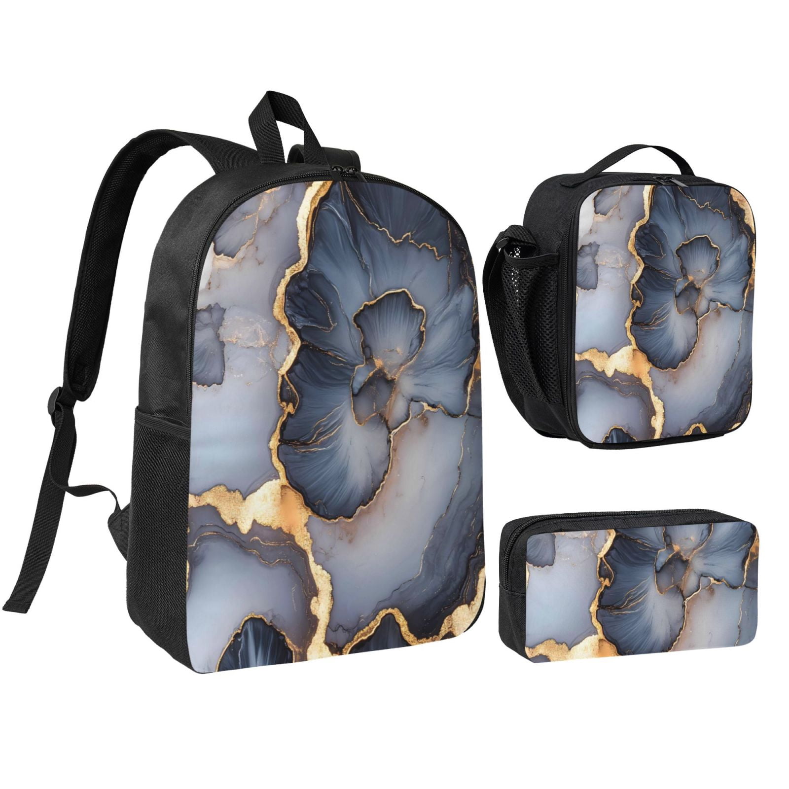 3pcs Casual Daypack 17 Inch Backpack Set Bookbag+Pencil Case+Lunch Bag ...