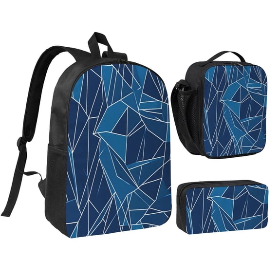 3pcs Casual Daypack 17 Inch Backpack Set Bookbag+Pencil Case+Lunch Bag ...