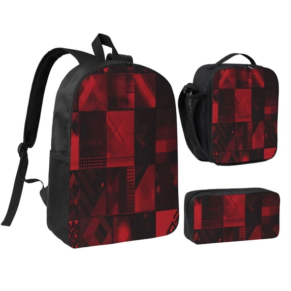 3pcs Casual Daypack 17 Inch Backpack Set Bookbag+Pencil Case+Lunch Bag ...