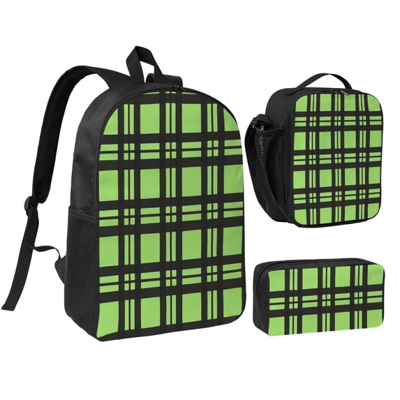 3pcs Casual Daypack 17 Inch Backpack Set Bookbag+Pencil Case+Lunch Bag ...