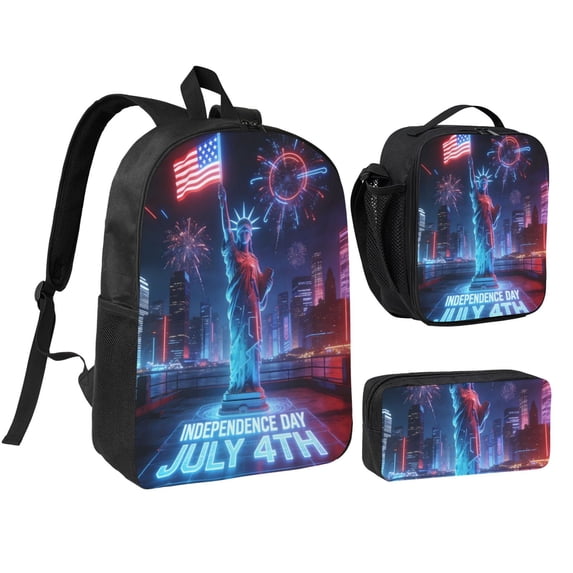 3pcs Casual Daypack 17 Inch Backpack Set Bookbag+Pencil Case+Lunch Bag ...