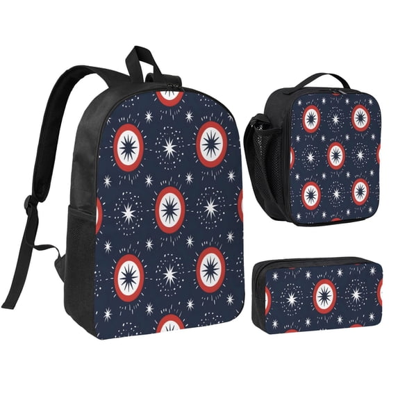 3pcs Casual Daypack 17 Inch Backpack Set Bookbag+Pencil Case+Lunch Bag ...