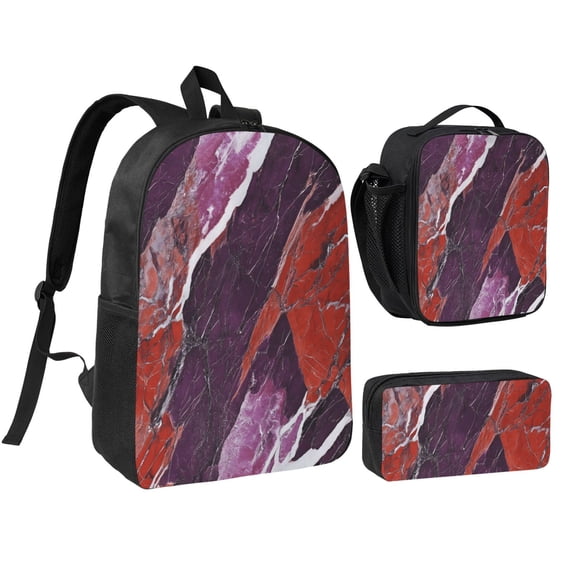 3pcs Casual Daypack 17 Inch Backpack Set Bookbag+Pencil Case+Lunch Bag ...