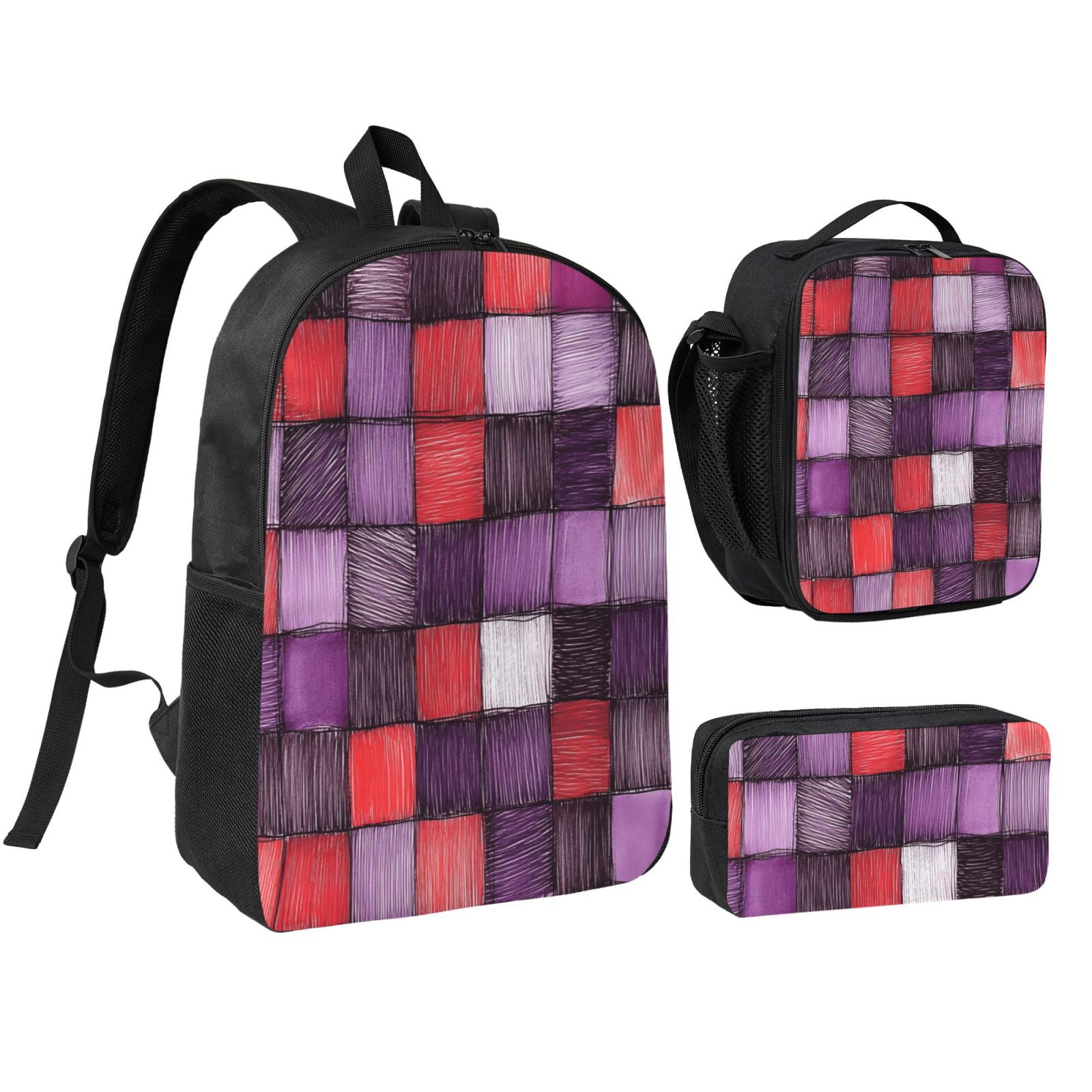 3pcs Casual Daypack 17 Inch Backpack Set Bookbag+Pencil Case+Lunch Bag ...