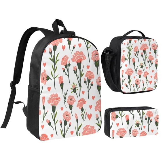 3pcs Casual Daypack 17 Inch Backpack Set Bookbag+Pencil Case+Lunch Bag ...