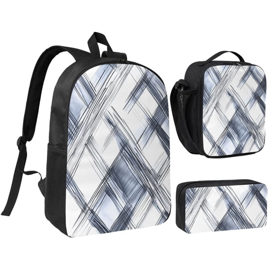 3pcs Casual Daypack 17 Inch Backpack Set Bookbag+Pencil Case+Lunch Bag ...