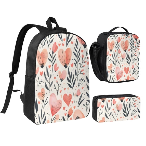 3pcs Casual Daypack 17 Inch Backpack Set Bookbag+Pencil Case+Lunch Bag ...