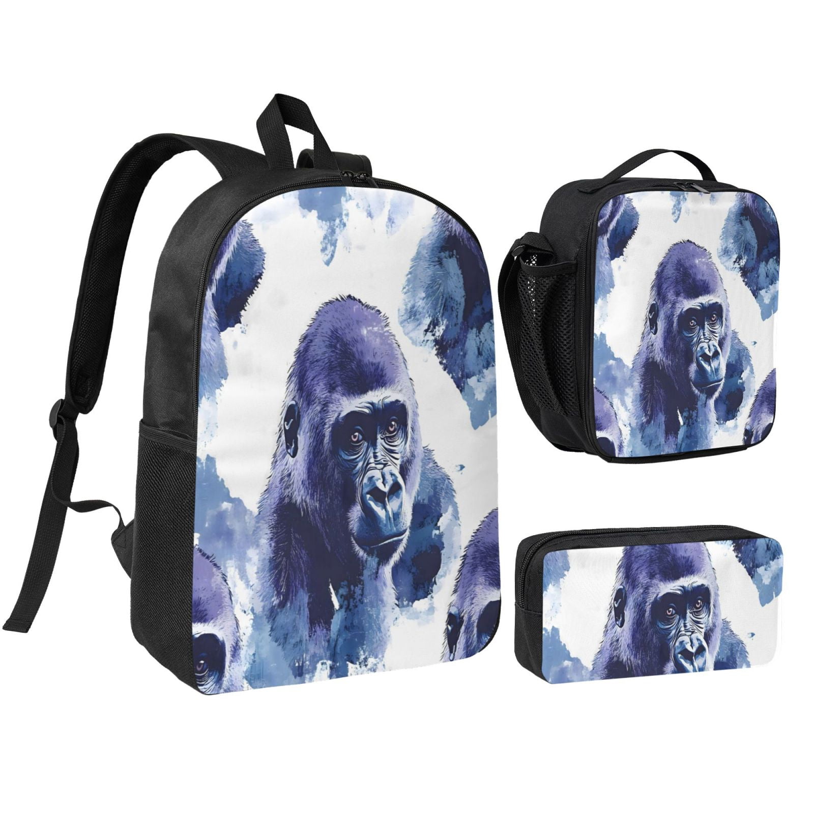 3pcs Casual Daypack 17 Inch Backpack Set Bookbag+Pencil Case+Lunch Bag ...