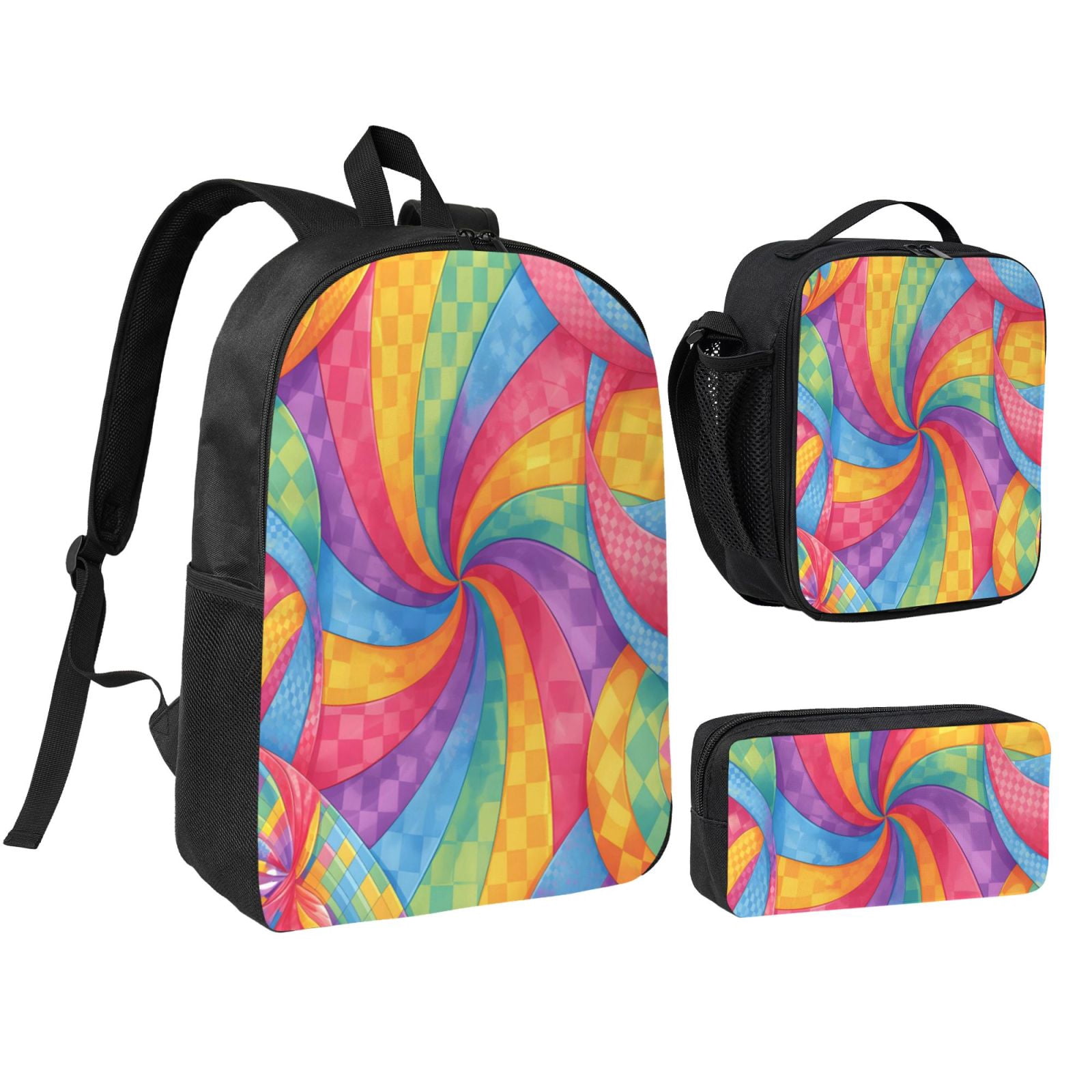 3pcs Casual Daypack 17 Inch Backpack Set Bookbag+Pencil Case+Lunch Bag ...
