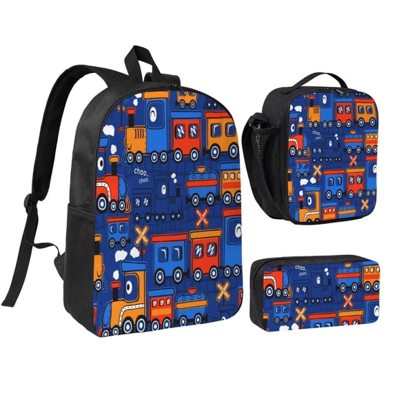 3pcs Casual Daypack 17 Inch Backpack Set Bookbag+Pencil Case+Lunch Bag ...