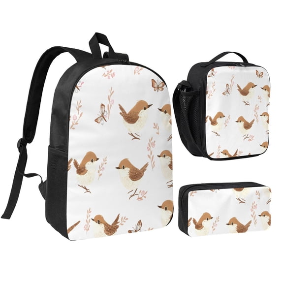 3pcs Casual Daypack 17 Inch Backpack Set Bookbag+Pencil Case+Lunch Bag ...