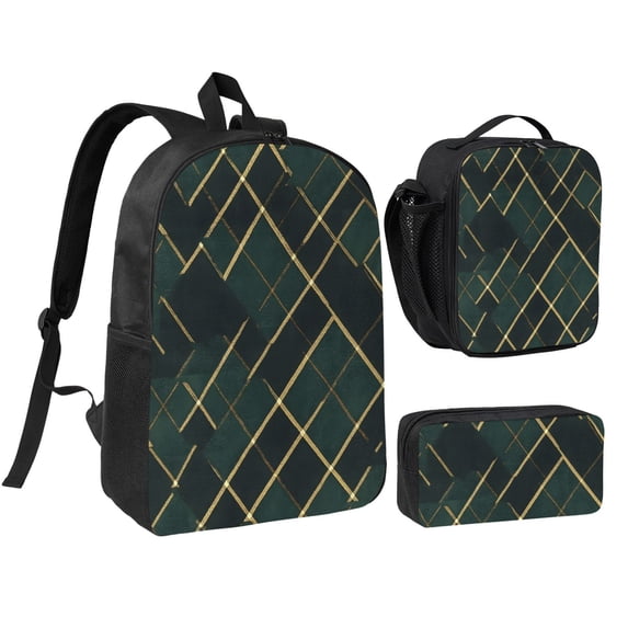 3pcs Casual Daypack 17 Inch Backpack Set Bookbag+Pencil Case+Lunch Bag ...