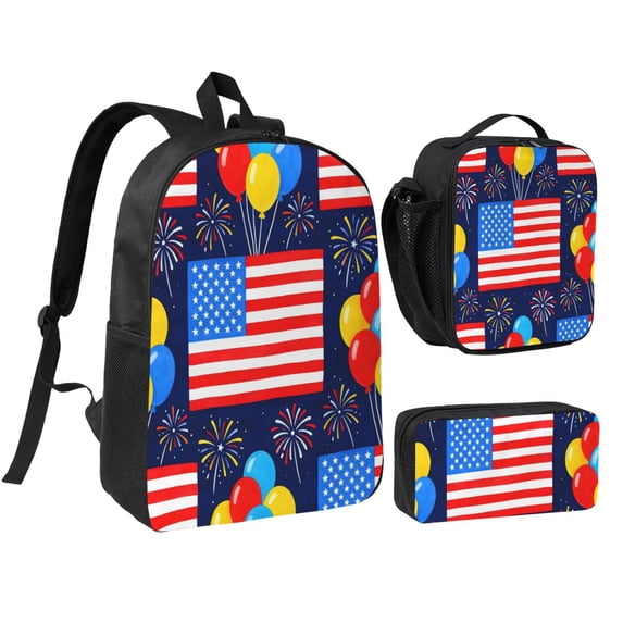 3pcs Casual Daypack 17 Inch Backpack Set Bookbag+Pencil Case+Lunch Bag ...