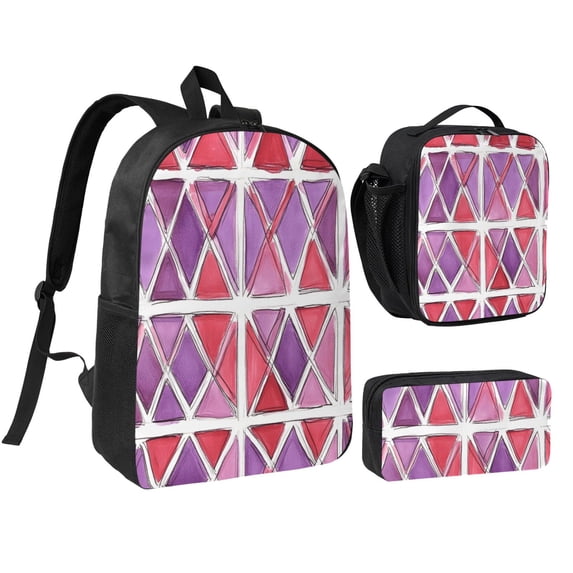 3pcs Casual Daypack 17 Inch Backpack Set Bookbag+Pencil Case+Lunch Bag ...