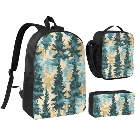 3pcs Casual Daypack 17 Inch Backpack Set Bookbag+Pencil Case+Lunch Bag ...