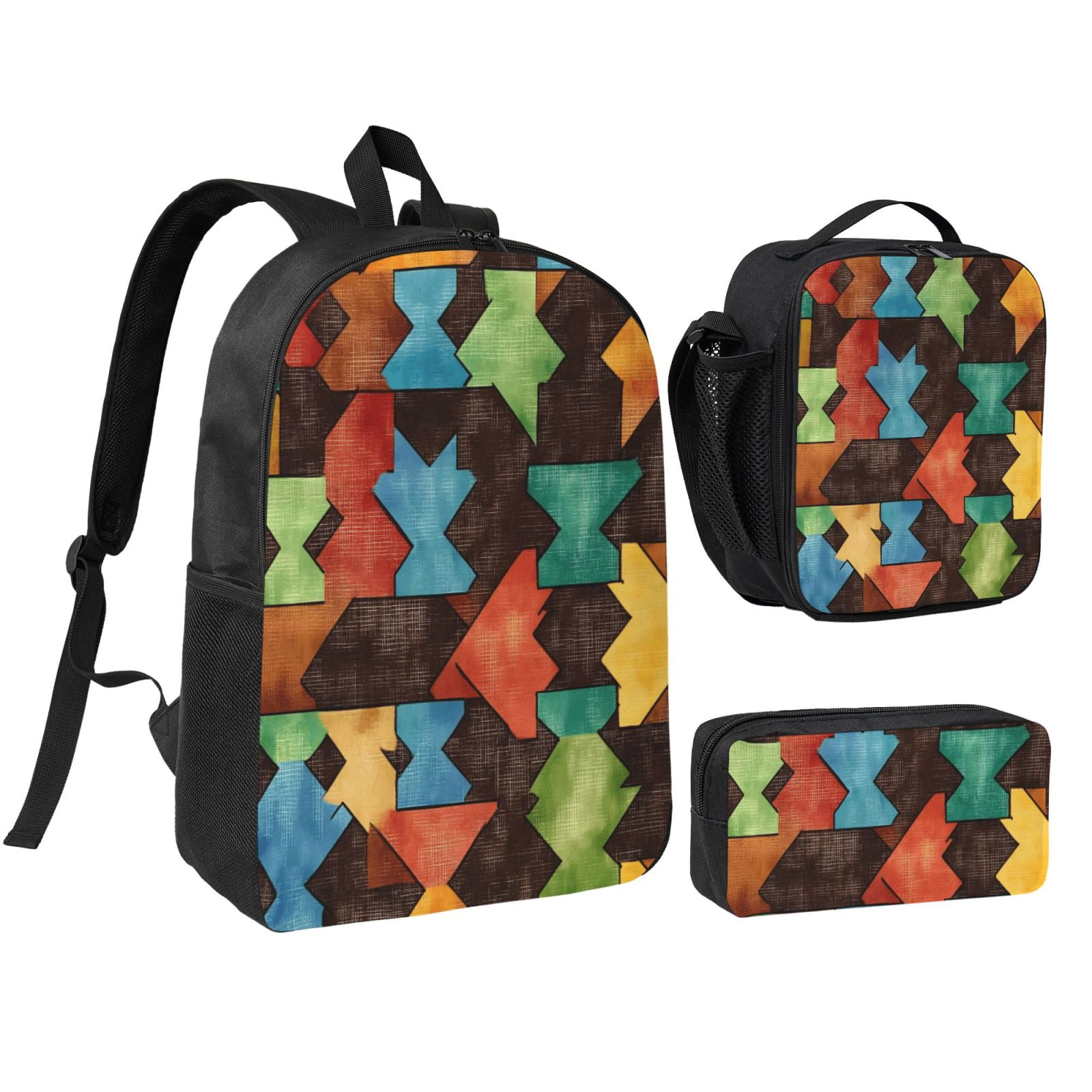 3pcs Casual Daypack 17 Inch Backpack Set Bookbag+Pencil Case+Lunch Bag ...