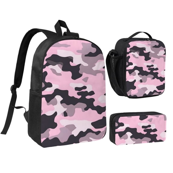 3pcs Casual Daypack 17 Inch Backpack Set Bookbag+Pencil Case+Lunch Bag ...