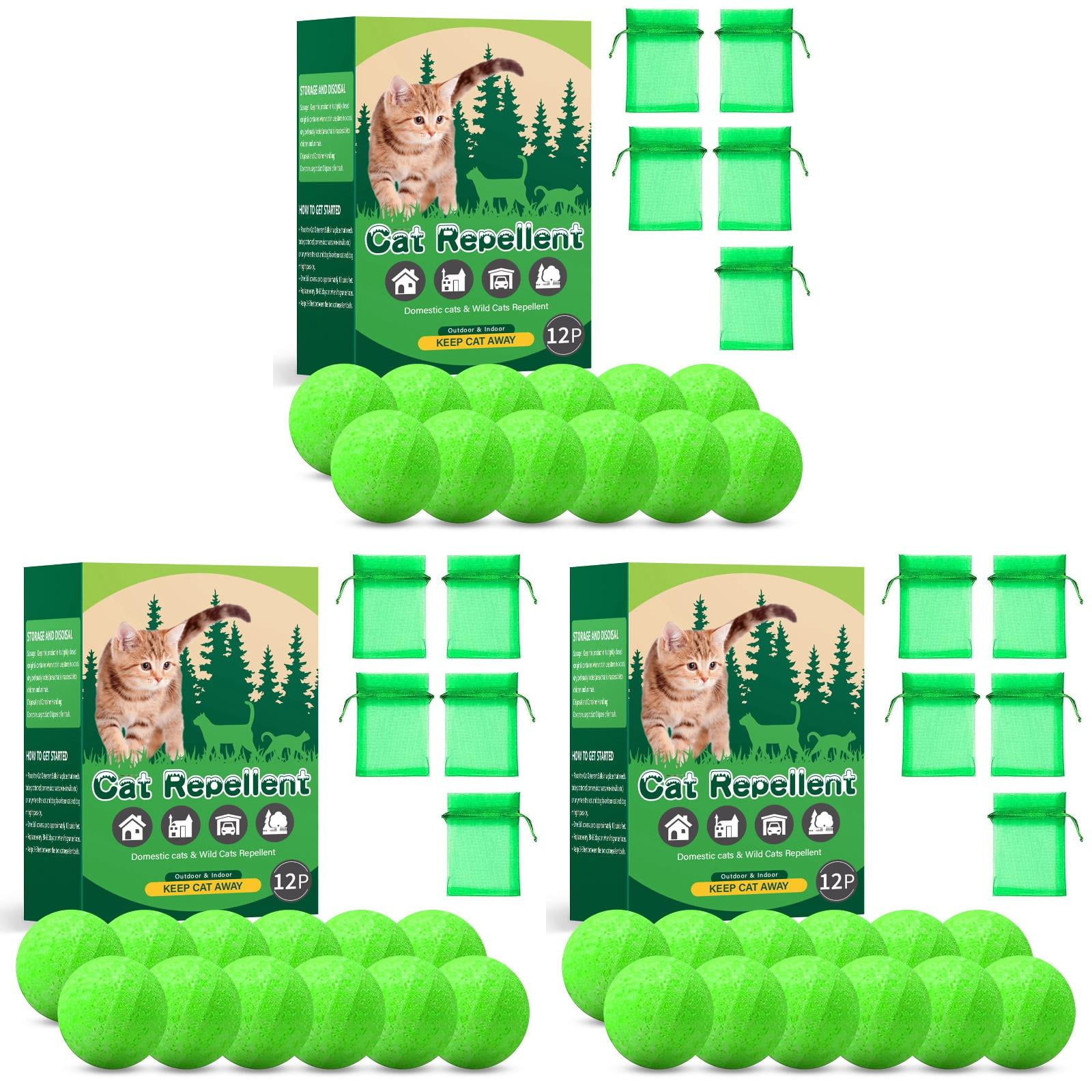 (3pcs)Cat Repellent Outdoor, Dog Repellent, Natural Peppermint Oil Cat ...