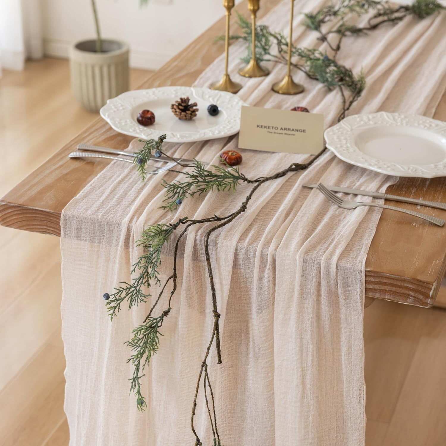 3pcs Cheesecloth Table Runner Sage Green Gauze 120 Inch 10 FT Rustic ...