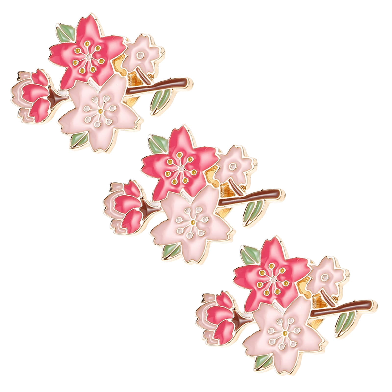 3pcs Cherry Blossom Flower Brooch Pins Set, Cute Floral Lapel Pin ...