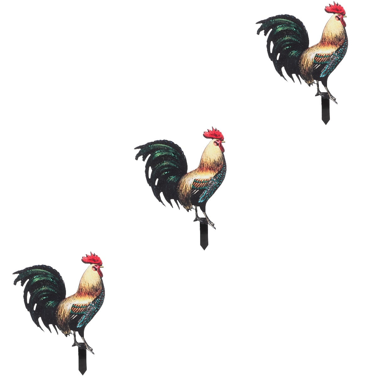 3pcs Chicken Yard Sign Stake Garden Rooster Stake Lifelike Chicken ...