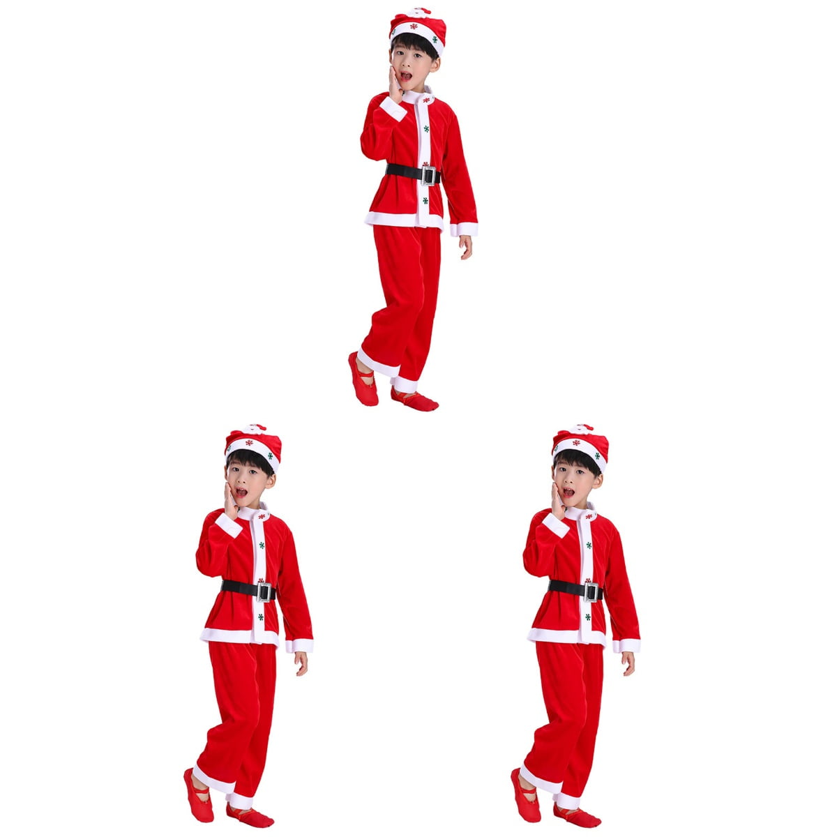 3pcs Children Christmas Santa Claus Suit Party Dressed Up Clothing ...