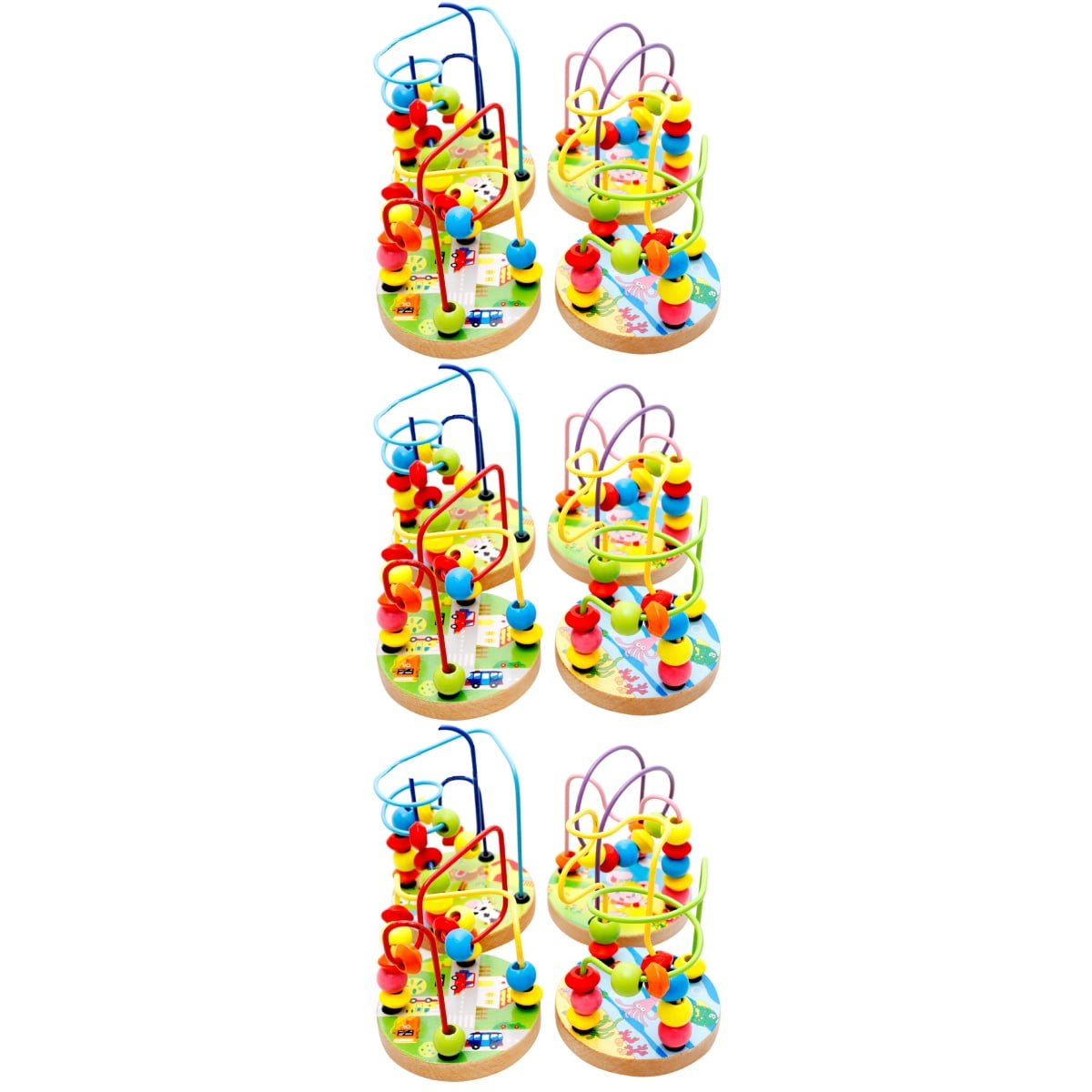 3pcs Children Kids Cartoon Wooden Mini Circle Bead Maze Bead Puzzle ...