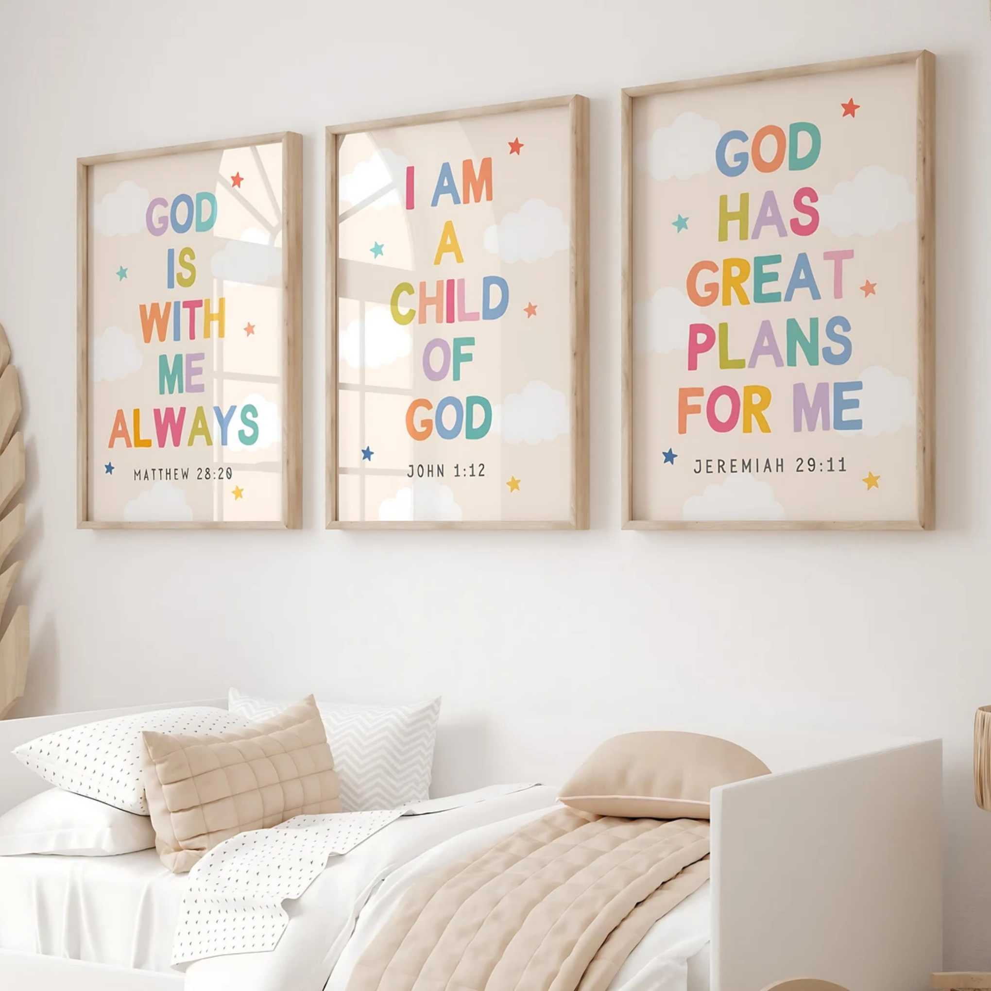 3pcs Christian Bible Verse Canvas Wall Art Set, Modern Bohemian Art ...