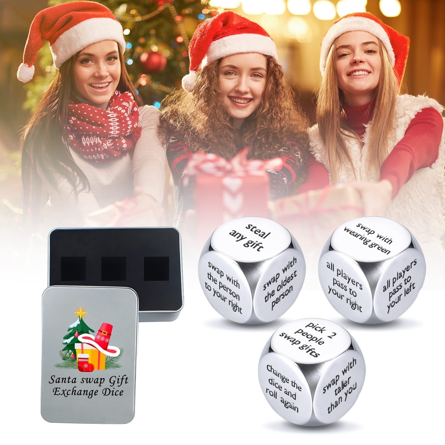 SWAJUJA Christmas Dice Series Christmas Gift Exchange Dice Set with ...