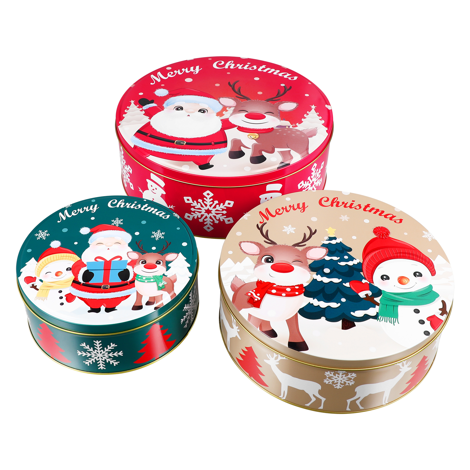 3pcs Christmas Tin Box Holiday Treat Boxes Dessert Boxes Packaging ...
