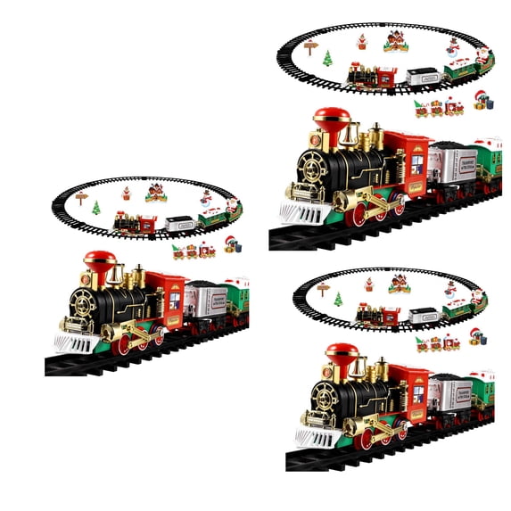 3pcs Christmas Train Set Mini Model Train Toy with Sound and Light ...