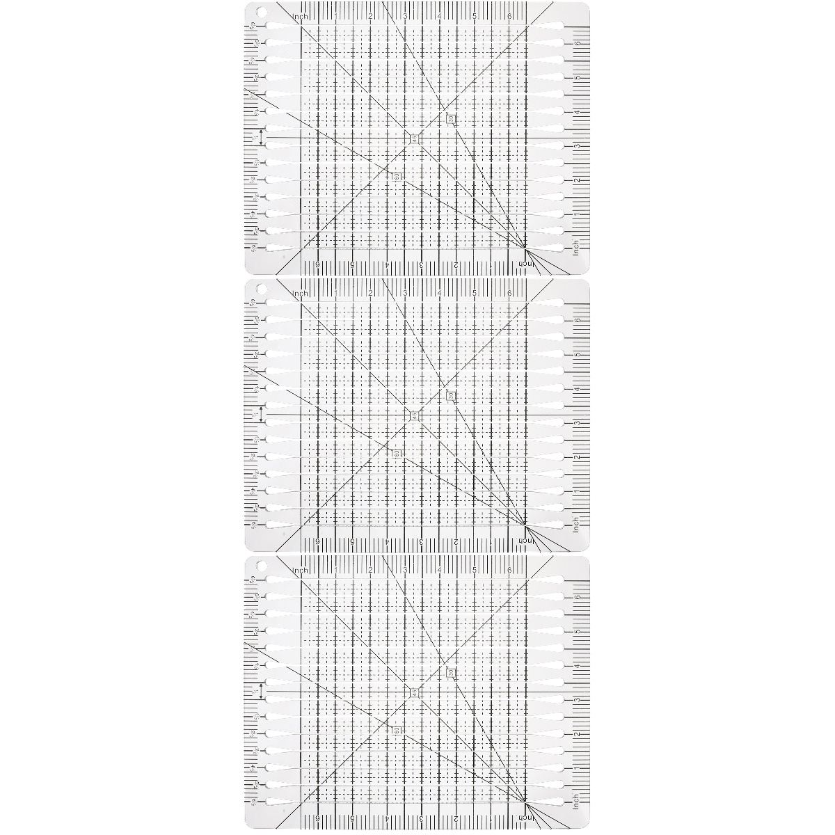 3pcs Clear Patchwork Ruler Professional Stitching Ruler Rectangle Shape ...
