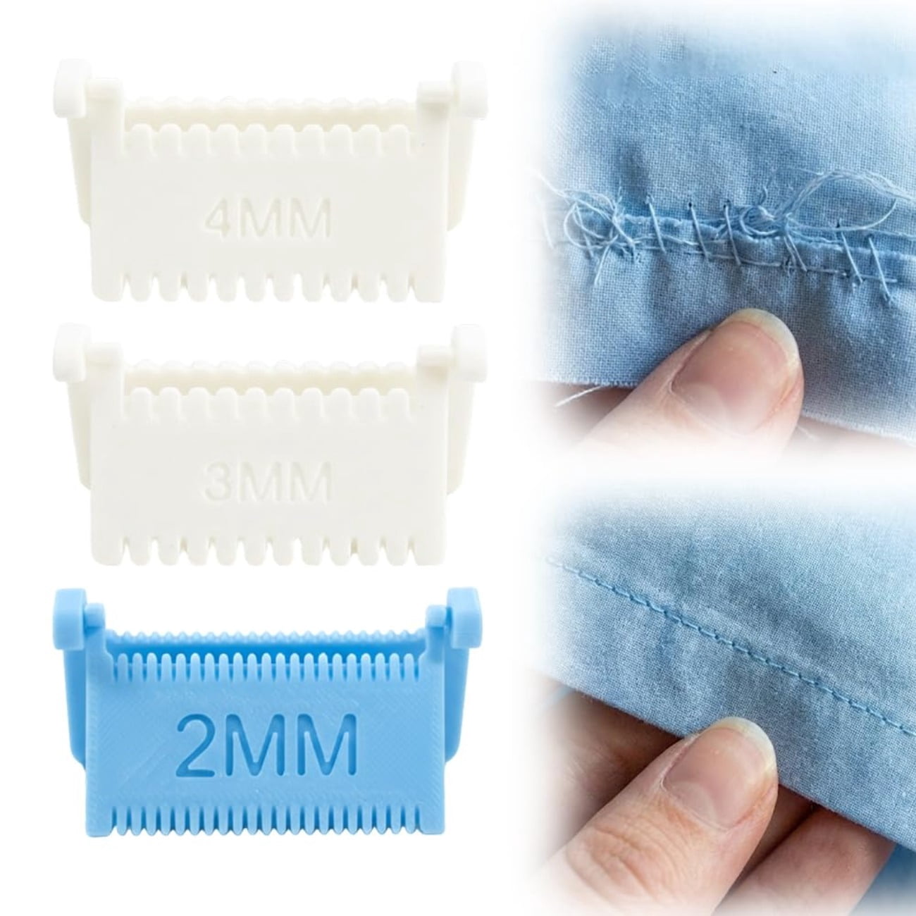 3pcs Clip-On Sewing Ruler, Hand Edge Stitch Lock and Sewing Gauge for ...